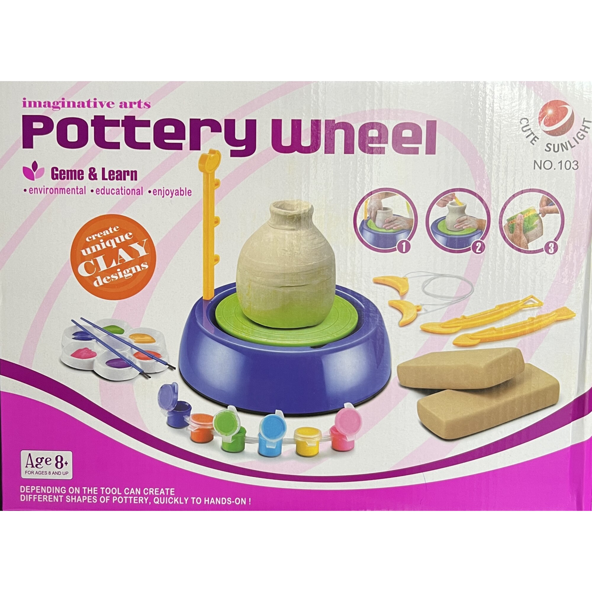 Set creativ de olarit Roata Olarului pentru copii + vopsele, pensule ...
