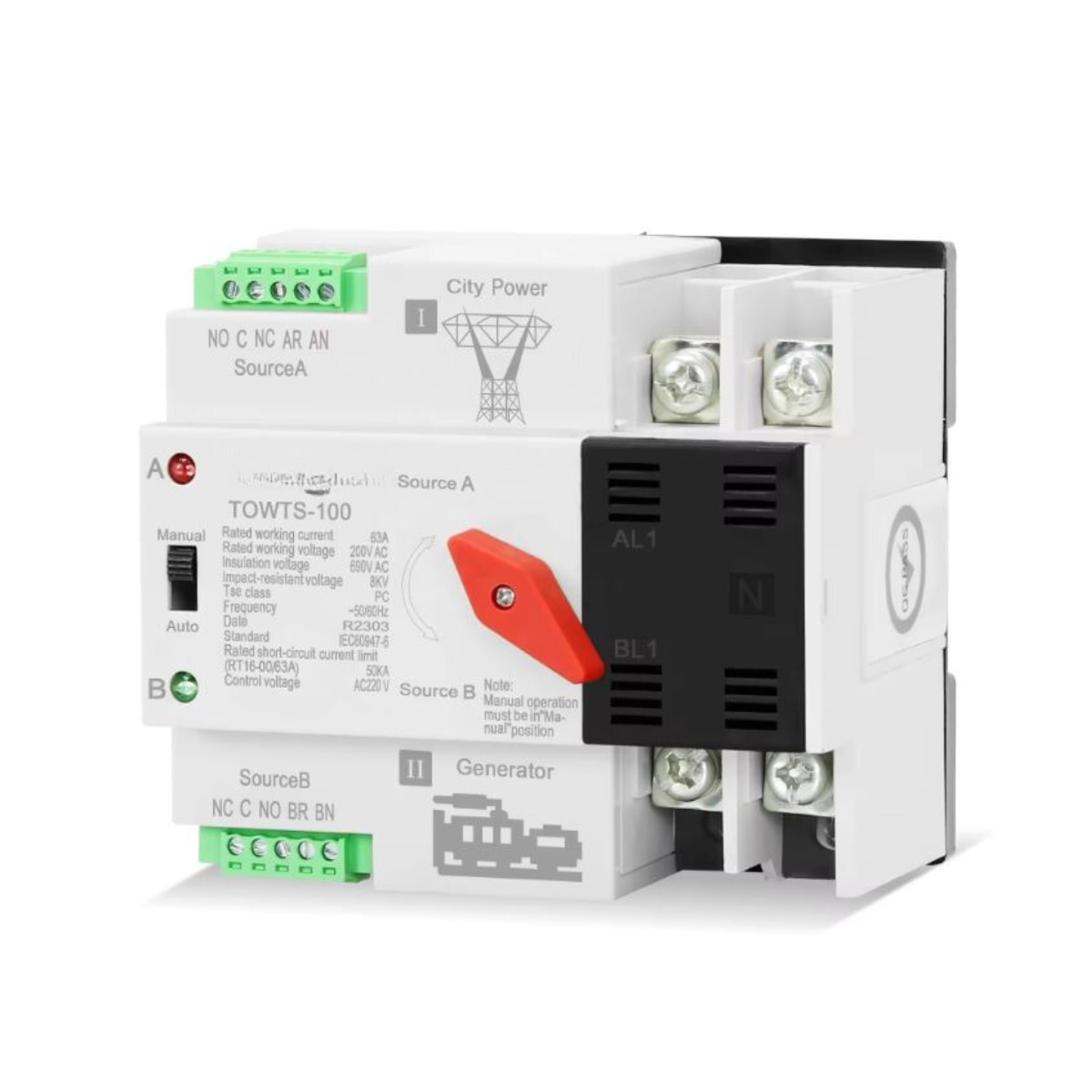 Comutator automat transfer retea panouri fotovoltaice, tip ATS, 100A ...