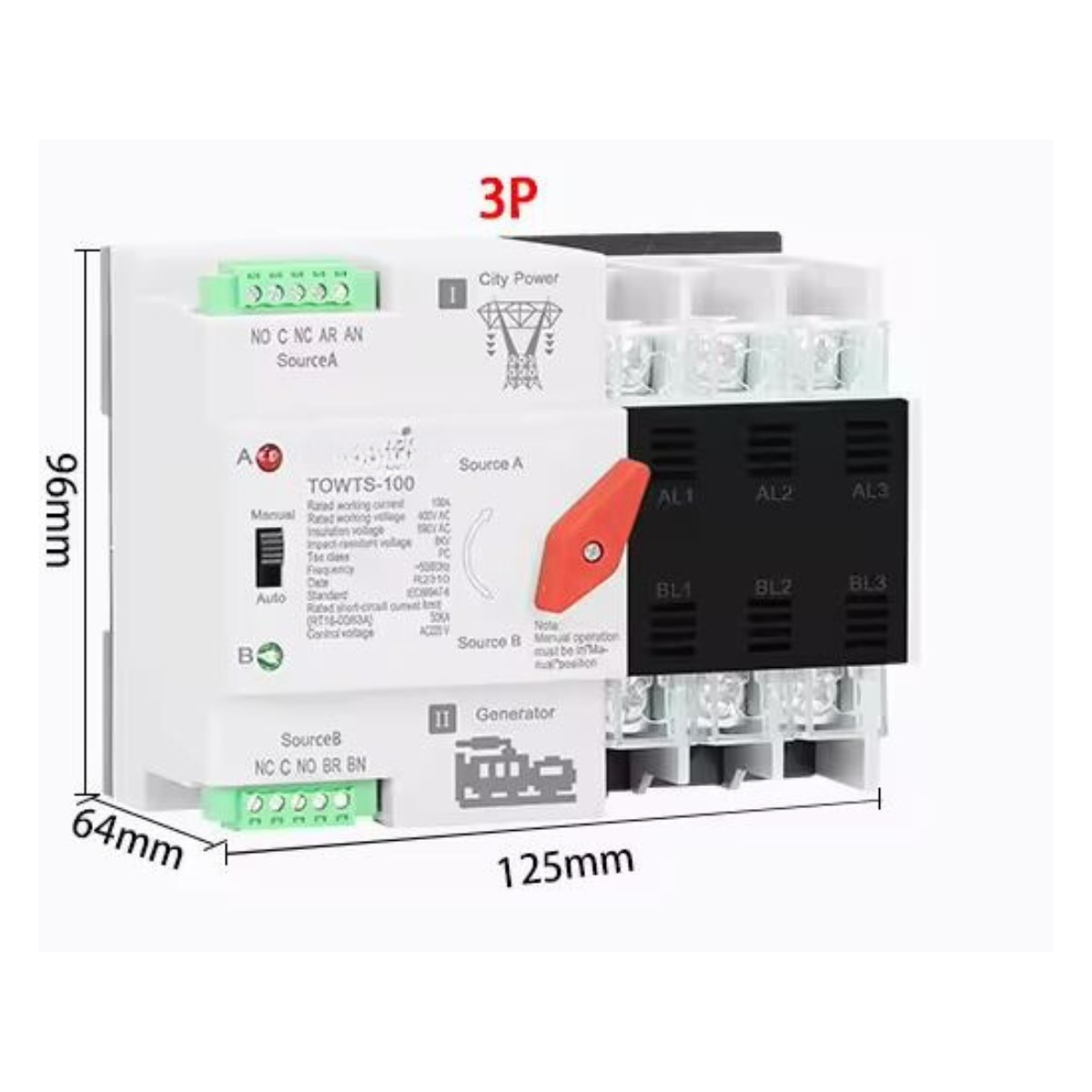 Comutator automat transfer retea panouri fotovoltaice, tip ATS, 100A ...