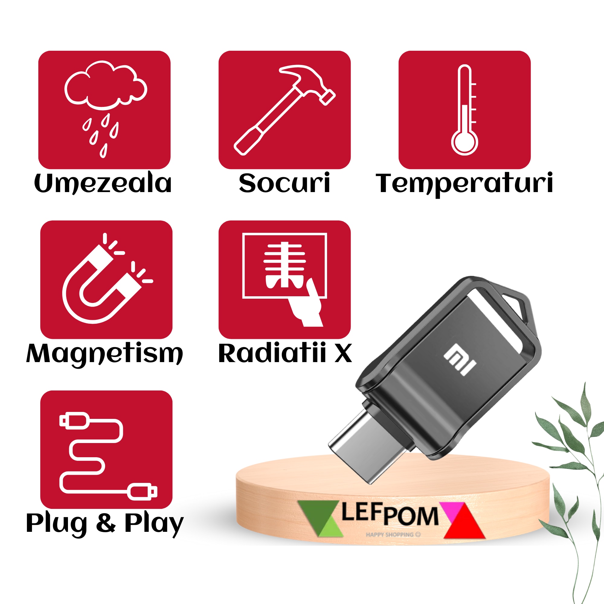 Stick Memorie USB, 2TB, USB tip C - USB tip A, Negru, Metalic - eMAG.ro