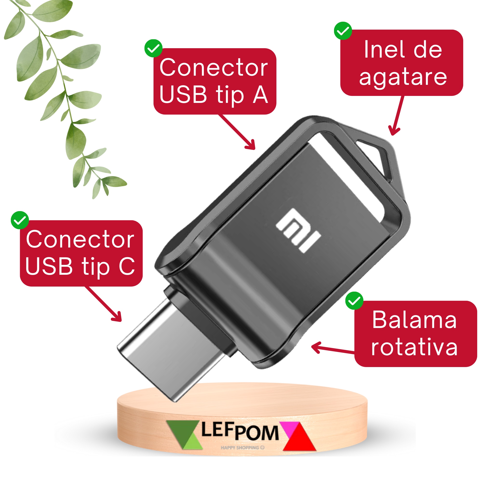 Stick Memorie USB, 2TB, USB tip C - USB tip A, Negru, Metalic - eMAG.ro