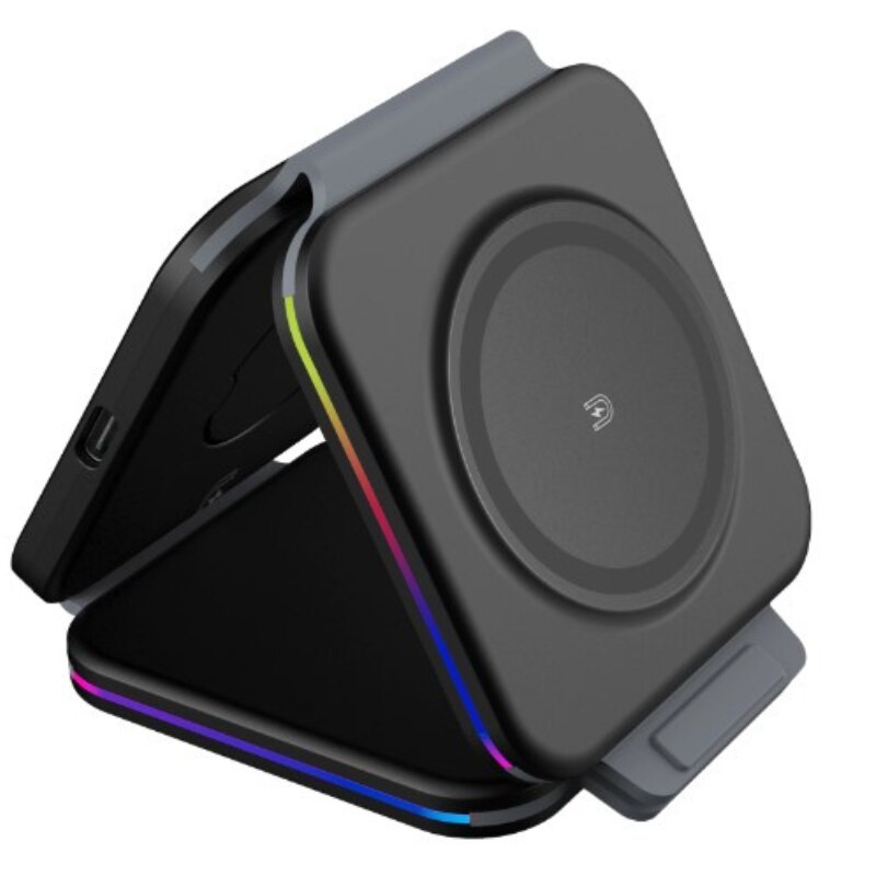 Incarcator wireless 3 In 1, Wawsense, 15W, magnetic, pliabil, lumini ...