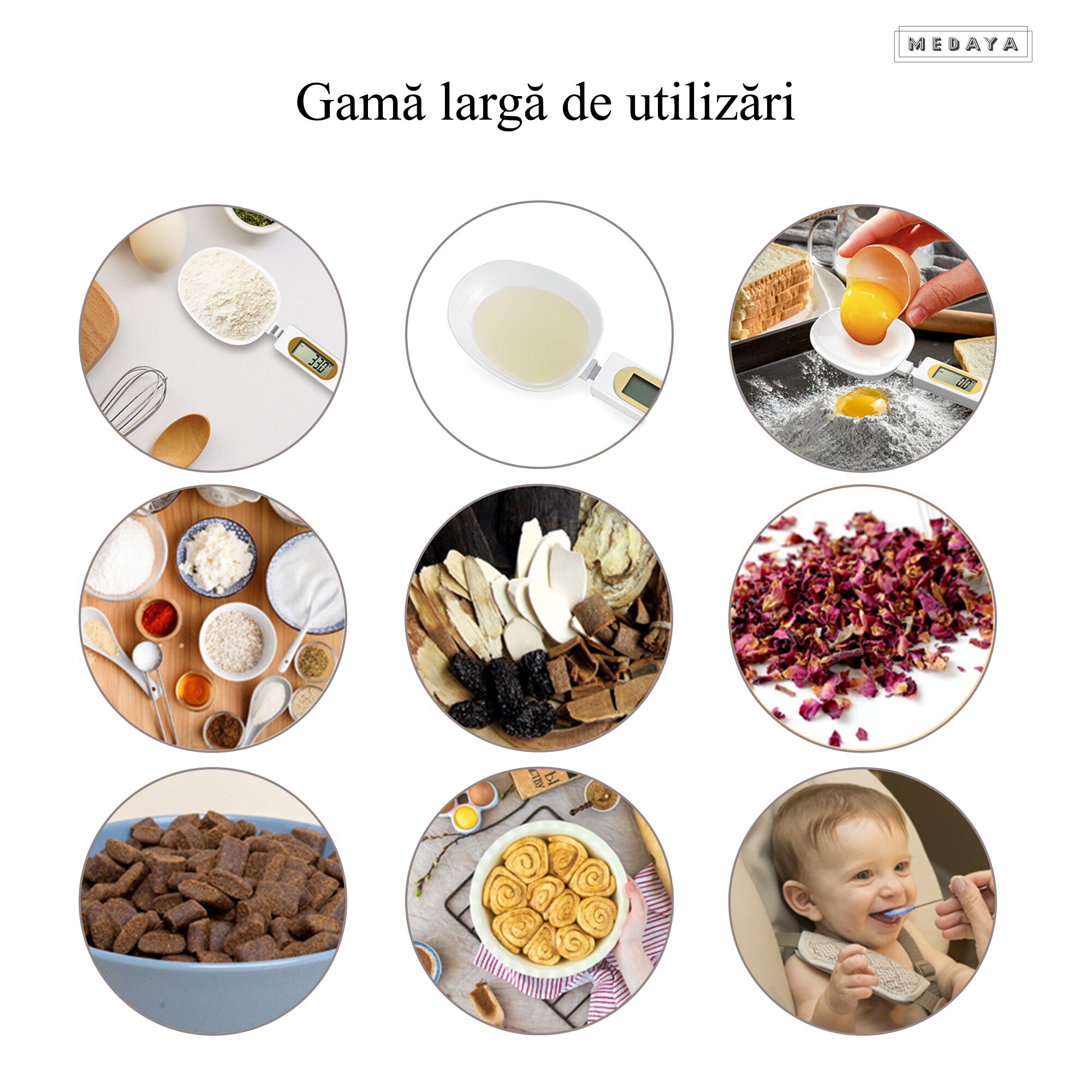 Cantar digital Medaya cu 2 linguri detasabile, de inalta precizie in ...