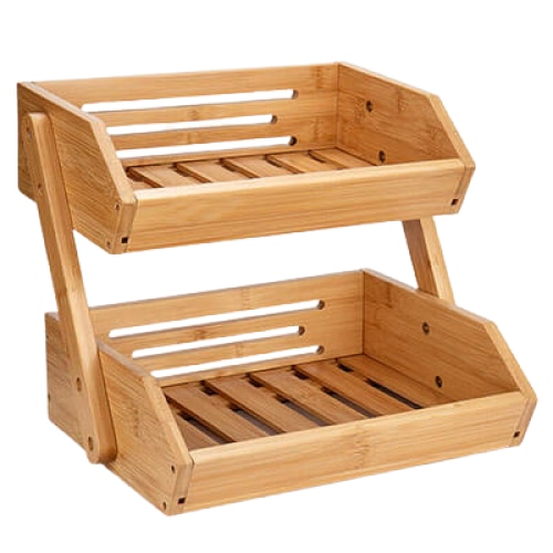 Cos de fructe cu doua niveluri Fruito, Smania, Material bambus natural ...