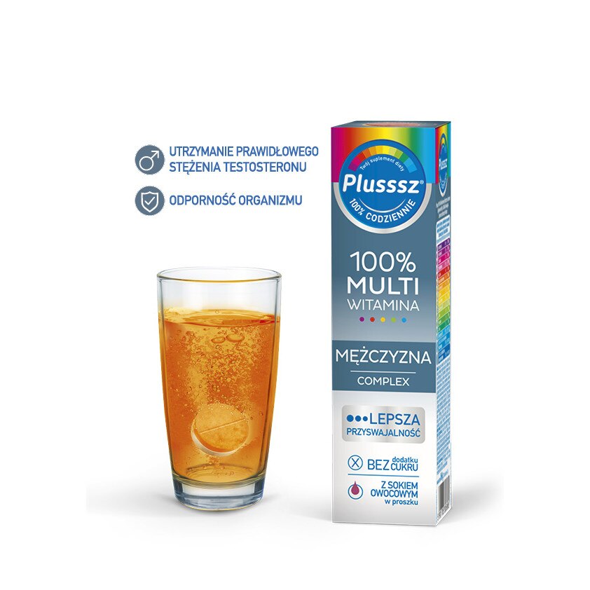 Хранителна добавка Plusssz, Polski Lek, За мъже, Мултивитамини, 20 ...