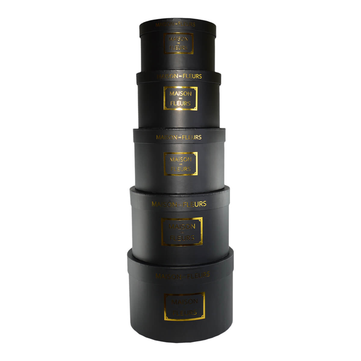 Set 5 cutii rotunde Maison des Fleurs, negru, Createur, 32x32x21 cm ...