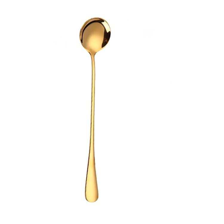 Lingurita cu maner lung, otel inoxidabil, 19cm, Auriu - eMAG.ro