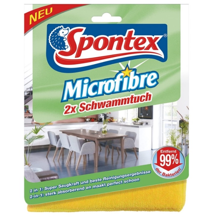 Set 2 lavete din microfibra, Spontex, Galben - eMAG.ro