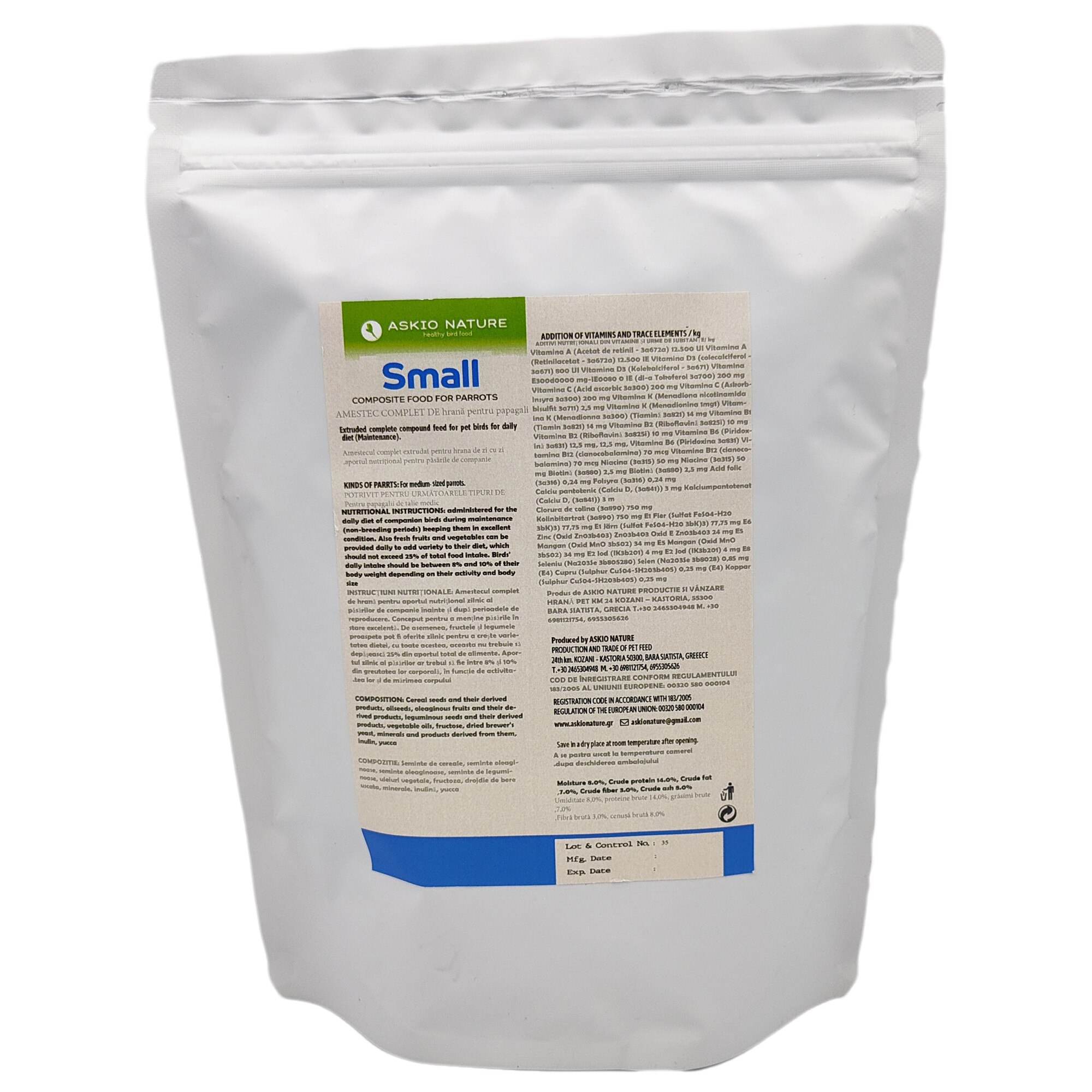 Hrana Pelete pentru Papagali ASKIO NATURE Small Formula, 1kg - eMAG.ro