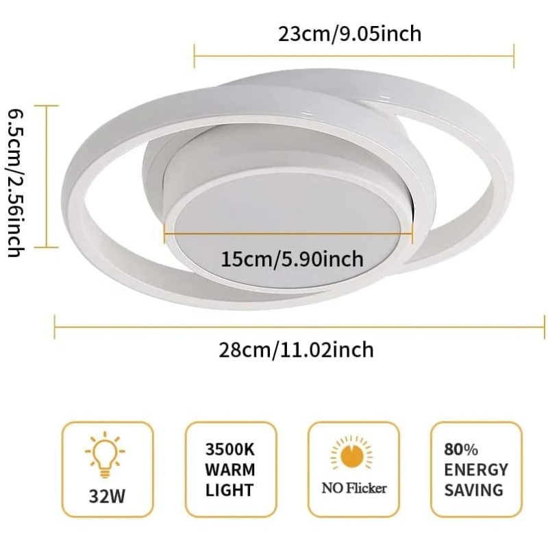 Lustra LED Circle Design Modern, Goeco, 2 Cercuri, Aluminiu, Lumina ...