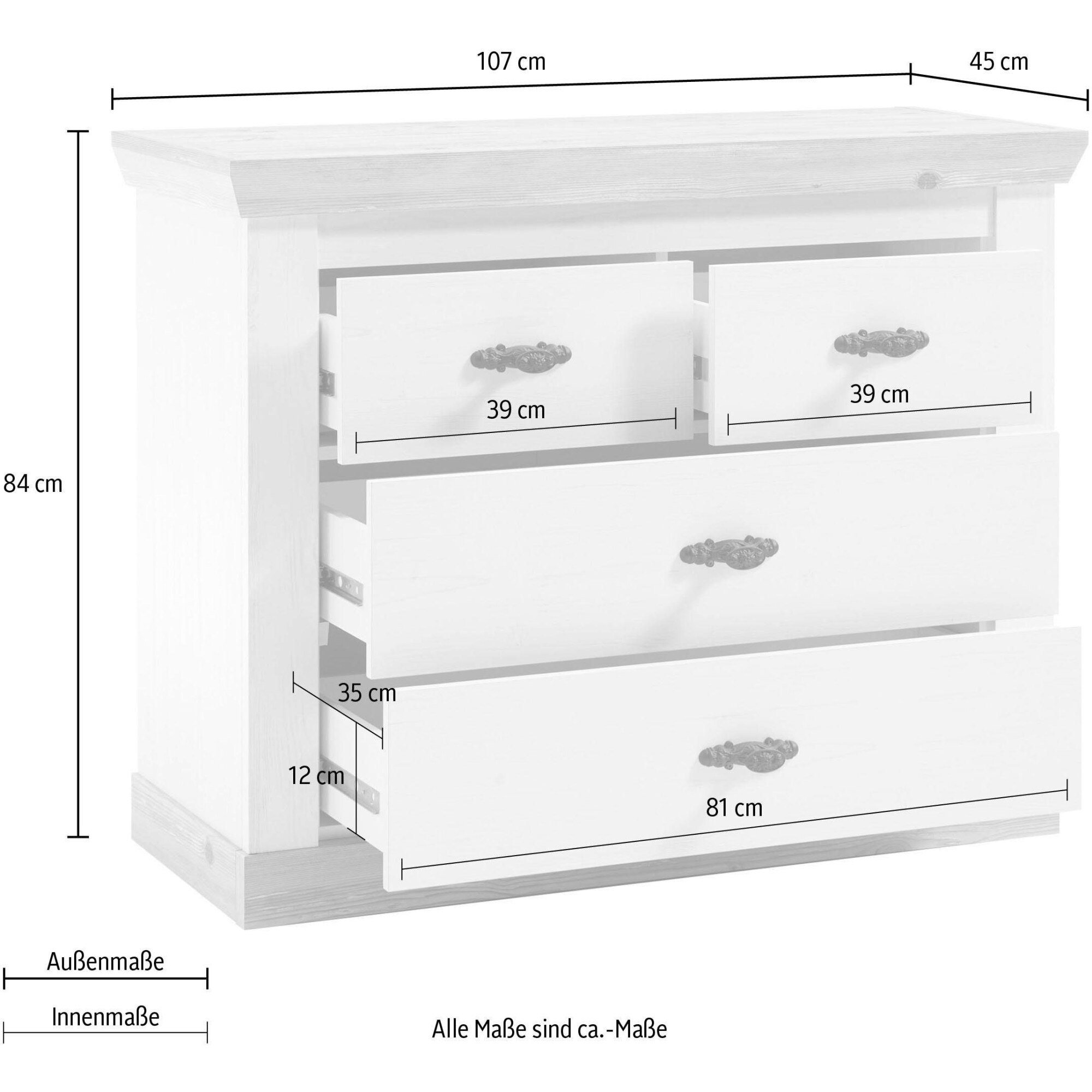 Comoda Florenz alba cu aspect de lemn, 4 sertare, 107 cm latime - eMAG.ro