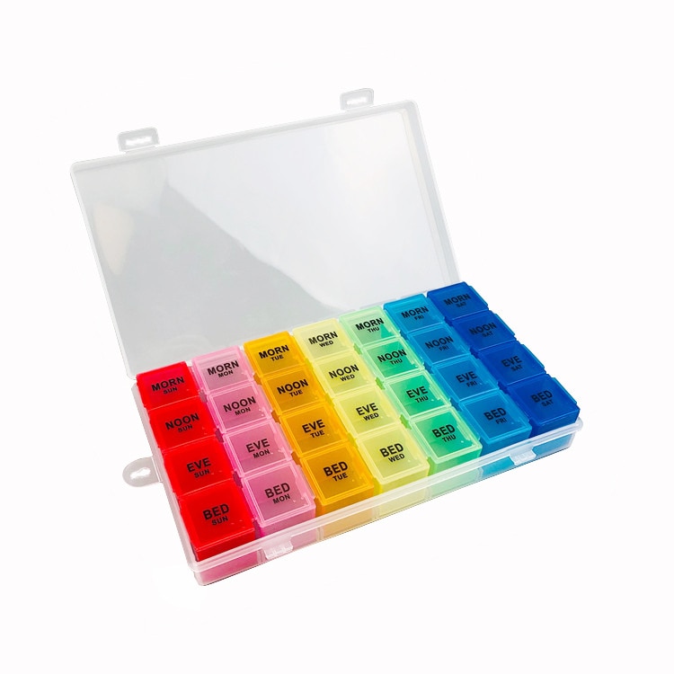 Cutie colorata pentru medicamente, JENUOS®, cu 28 de compartimente ...