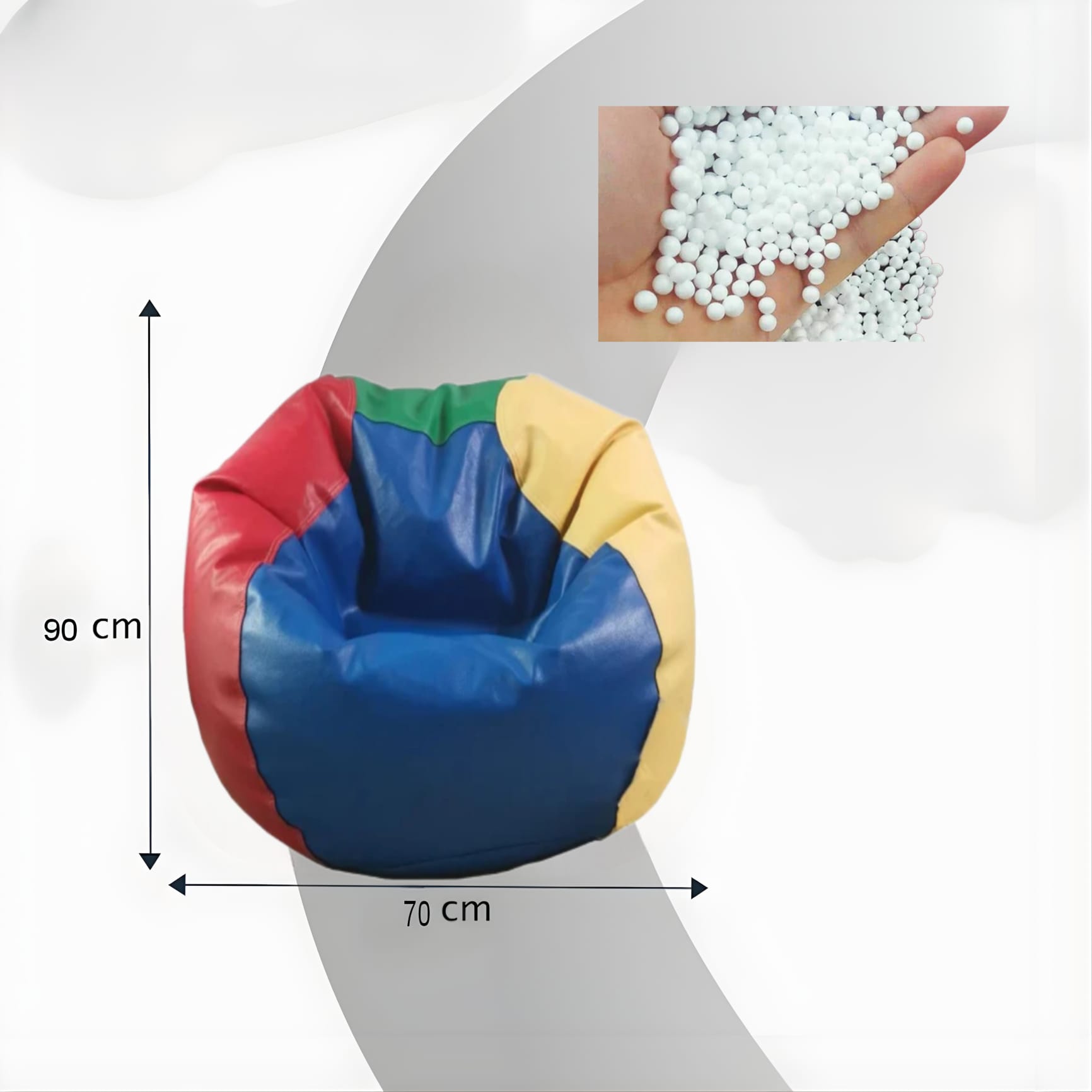 Fotoliu Puff, tip para, multicolor, umplut cu perle de polistiren ...