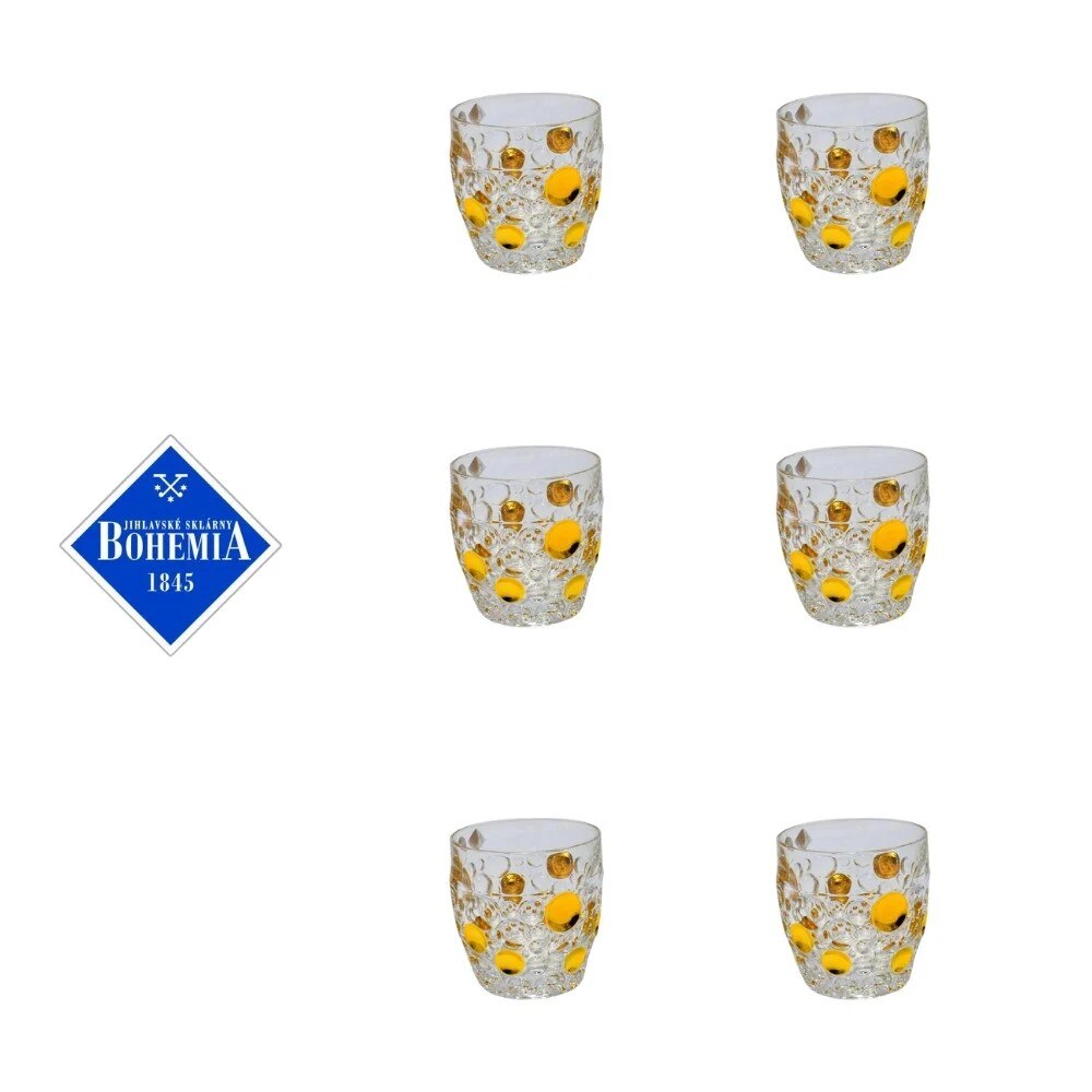 Set 6 Pahare Whisky Lisboa Gold, Cristal de Bohemia, 350 ml - eMAG.ro