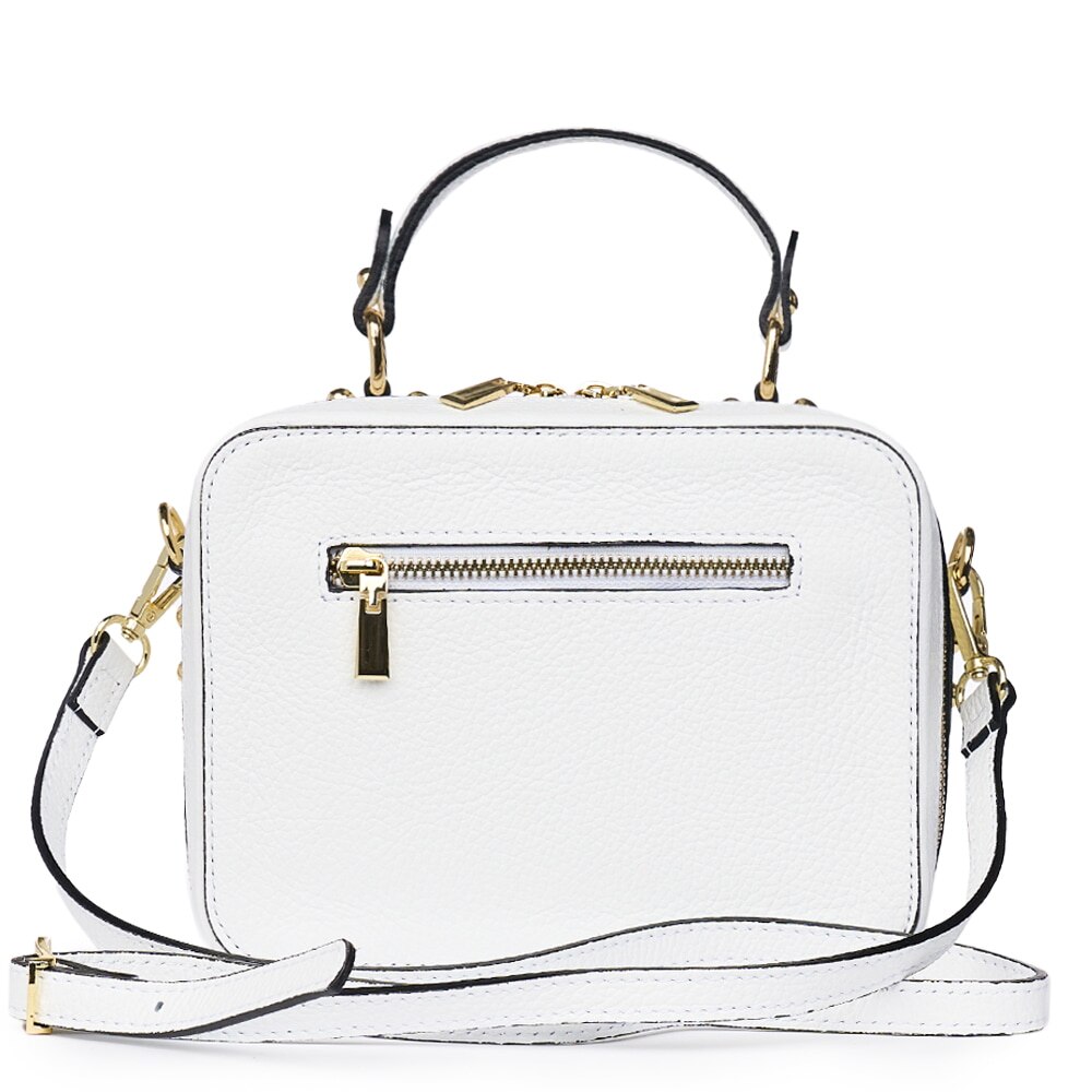 Poseta dama din piele naturala Caprice alba - eMAG.ro