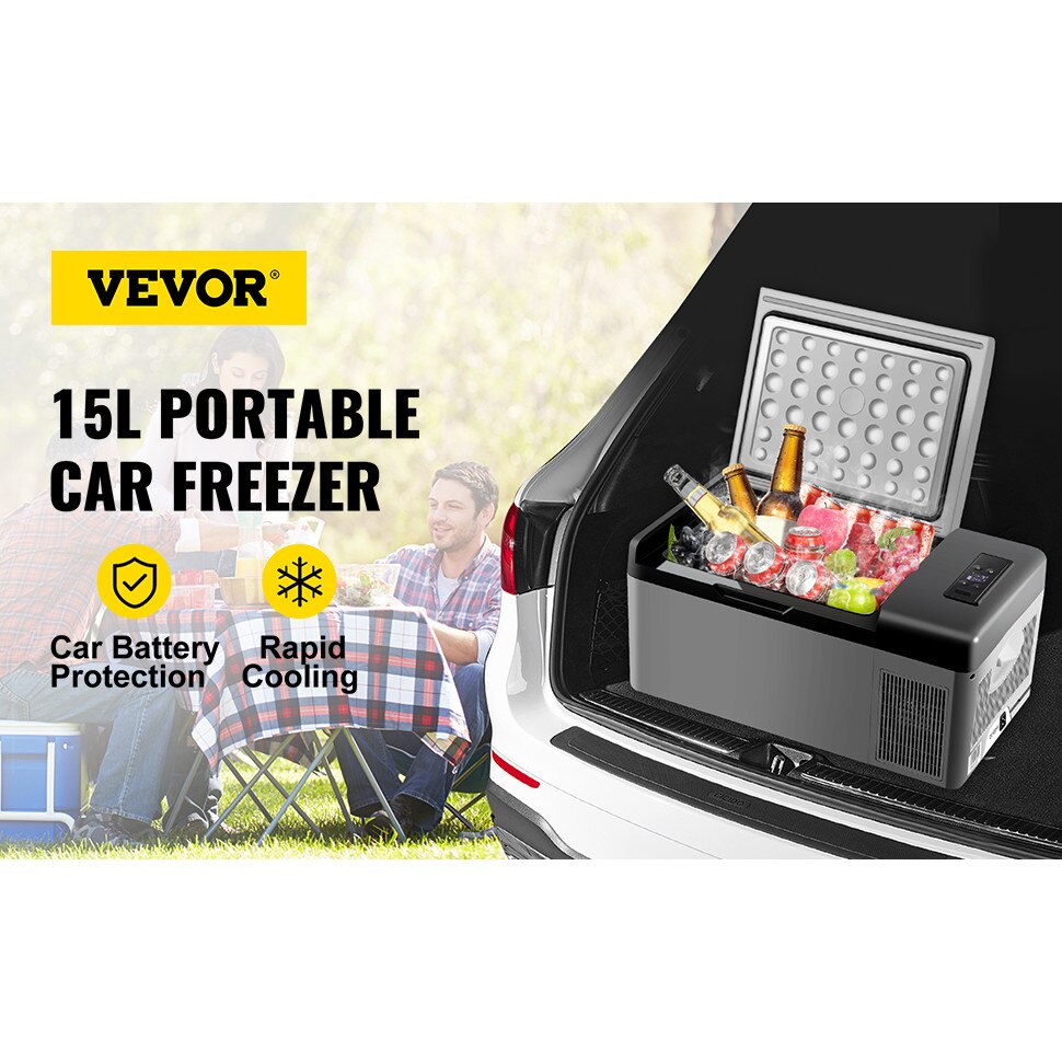 Frigider auto cu compresor, Vevor, Tensiune 12/24V, Volum 15 l, Ecran ...