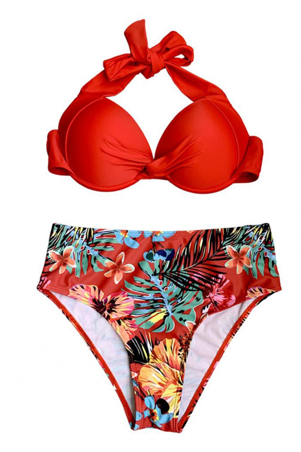 Costum de baie dama, 2 piese, model seducator, imprimeu floral, marimea ...