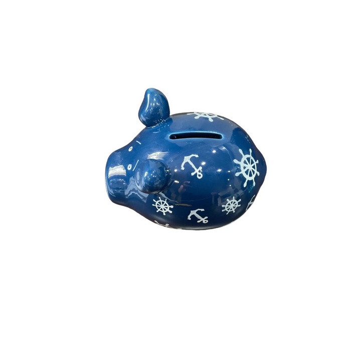 Pusculita Porcusor Albastru cu Ancore Albe - eMAG.ro