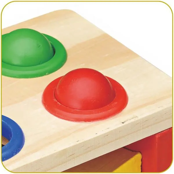 Banc Montessori din lemn cu ciocanel si 4 bile colorate, SARALMA® - eMAG.ro