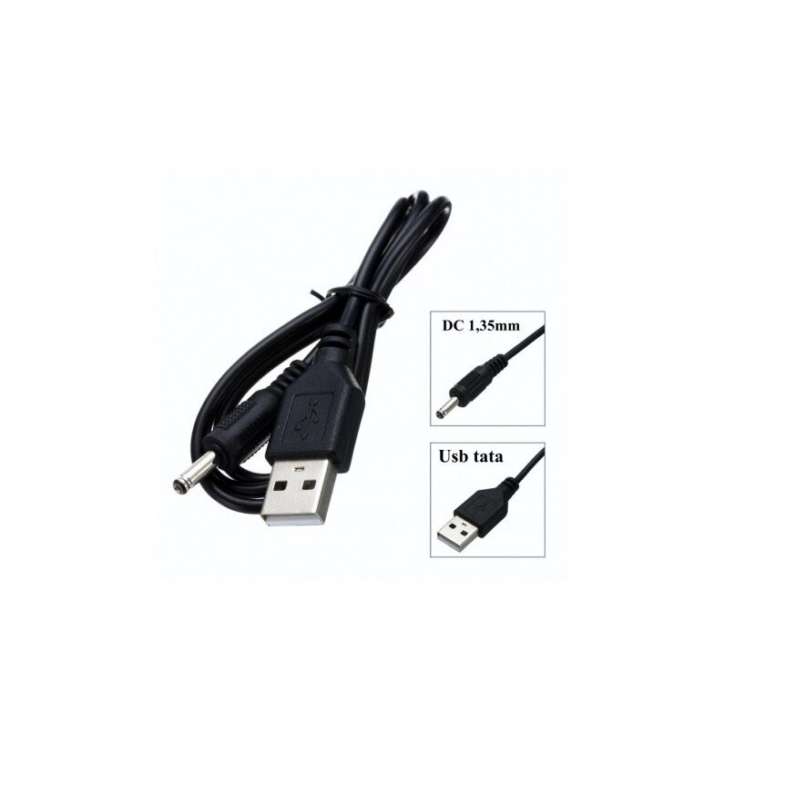 Cablu de alimentare USB tata la DC 1.35 mm, 0.6 m lungime, Negru - eMAG.ro