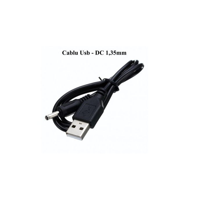 Cablu de alimentare USB tata la DC 1.35 mm, 0.6 m lungime, Negru - eMAG.ro