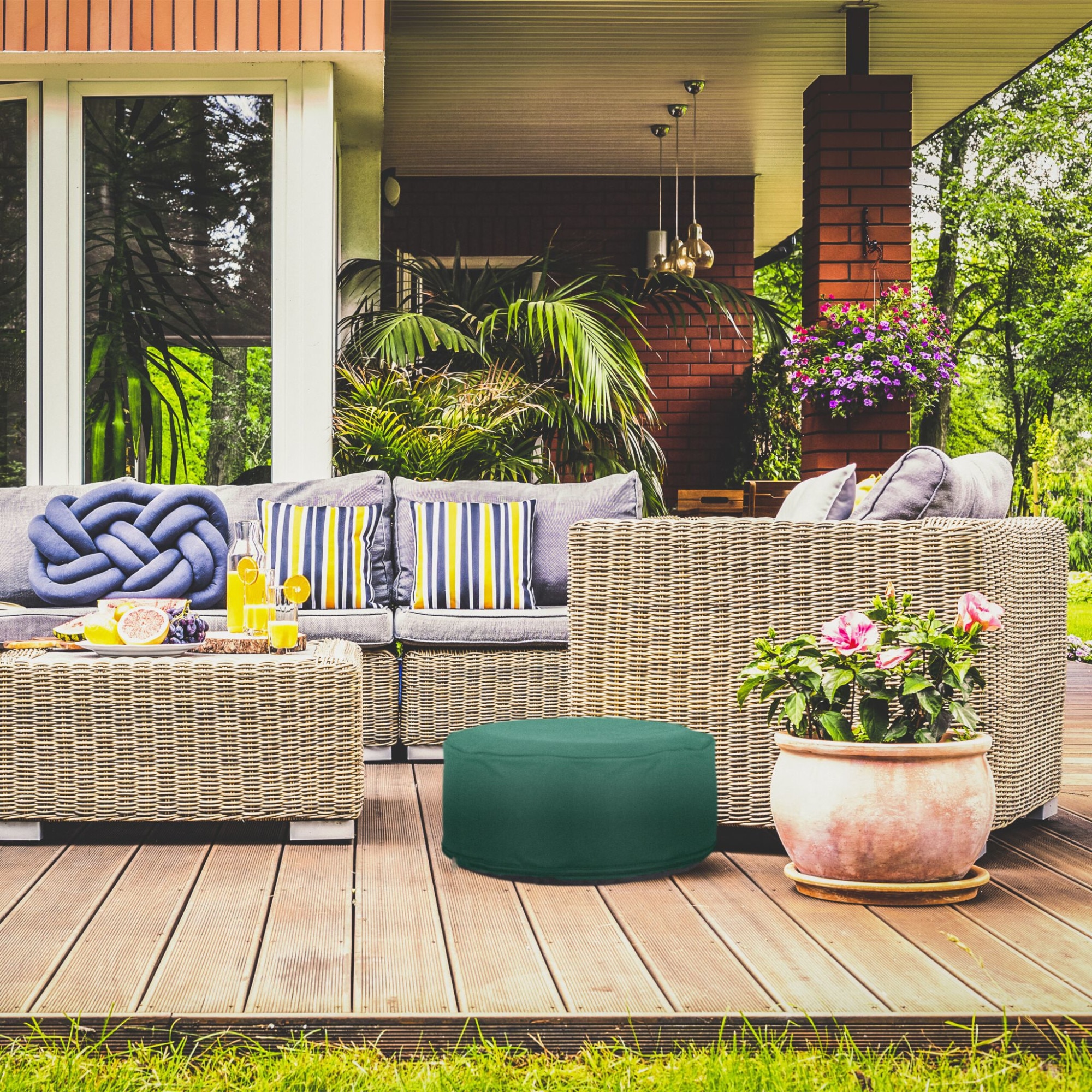 Scaun gonflabil pentru gradina/camping, poliester, PVC, verde, 26 x 56 ...