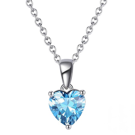 Colier din Argint cu Acvamarin, Placat cu Rodiu, Emillys Heart - eMAG.ro