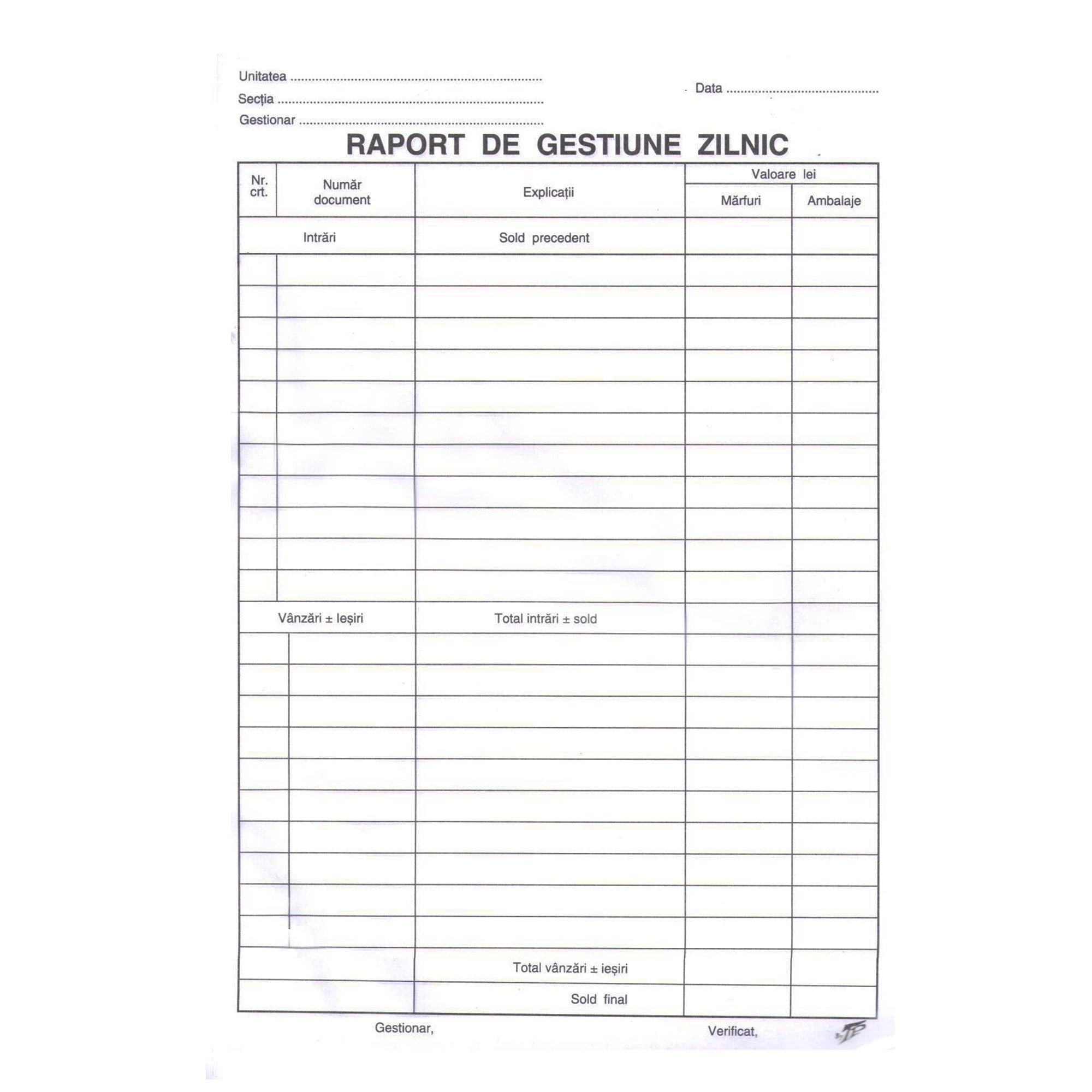 Raport zilnic de gestiune, A4, 100 file, hartie offset - eMAG.ro