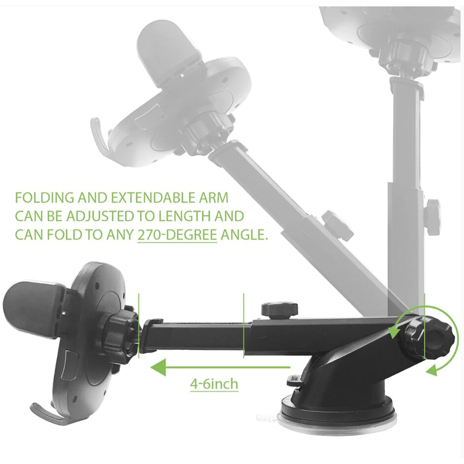 Suport auto pentru telefon, Negru, Montare pe parbriz sau bord, Reglare ...