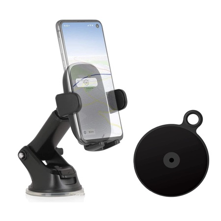 Suport auto pentru telefon, Negru, Montare pe parbriz sau bord, Reglare ...