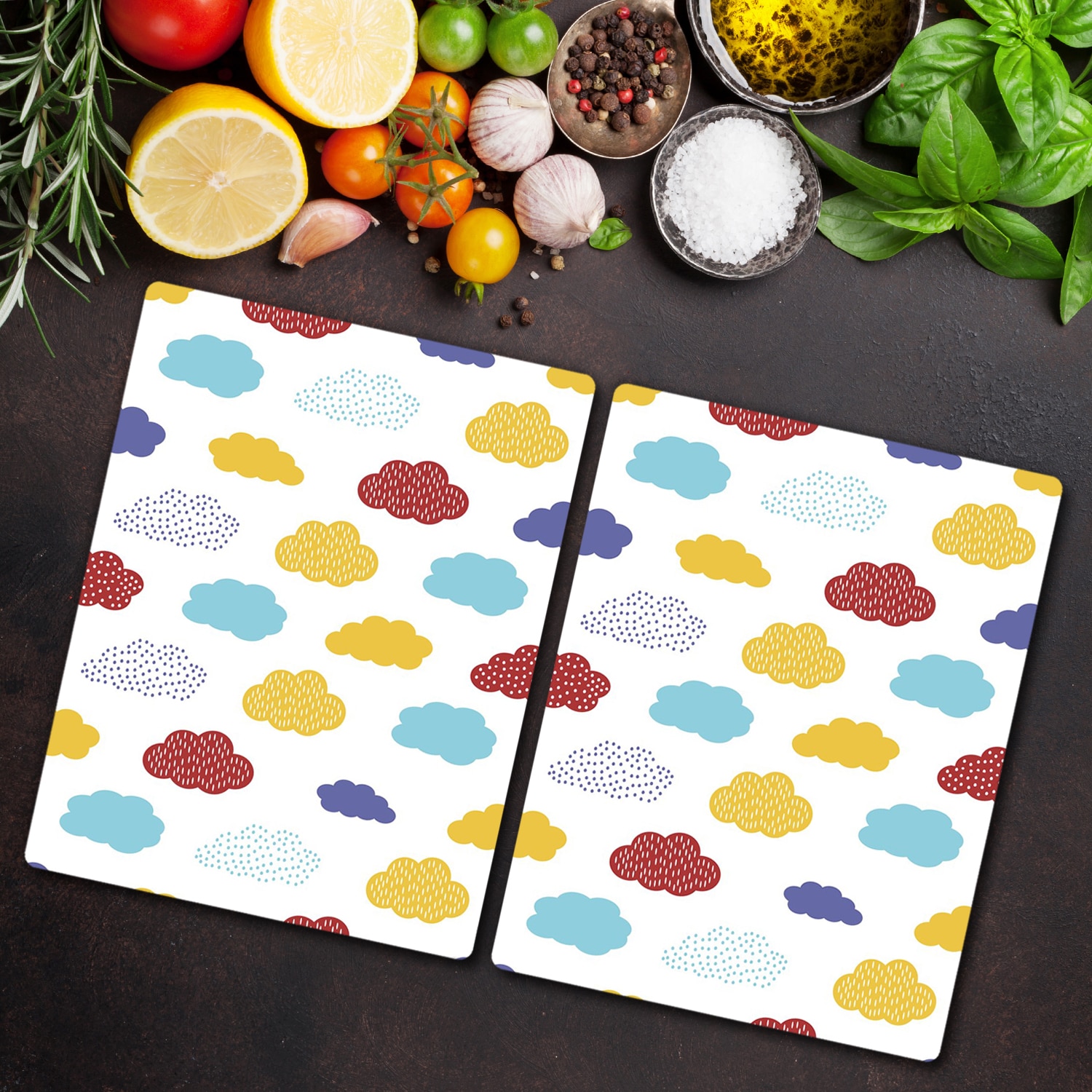 Tocator paine, Sticla, Dreptunghi, Model De Nor Colorat, Multicolor ...