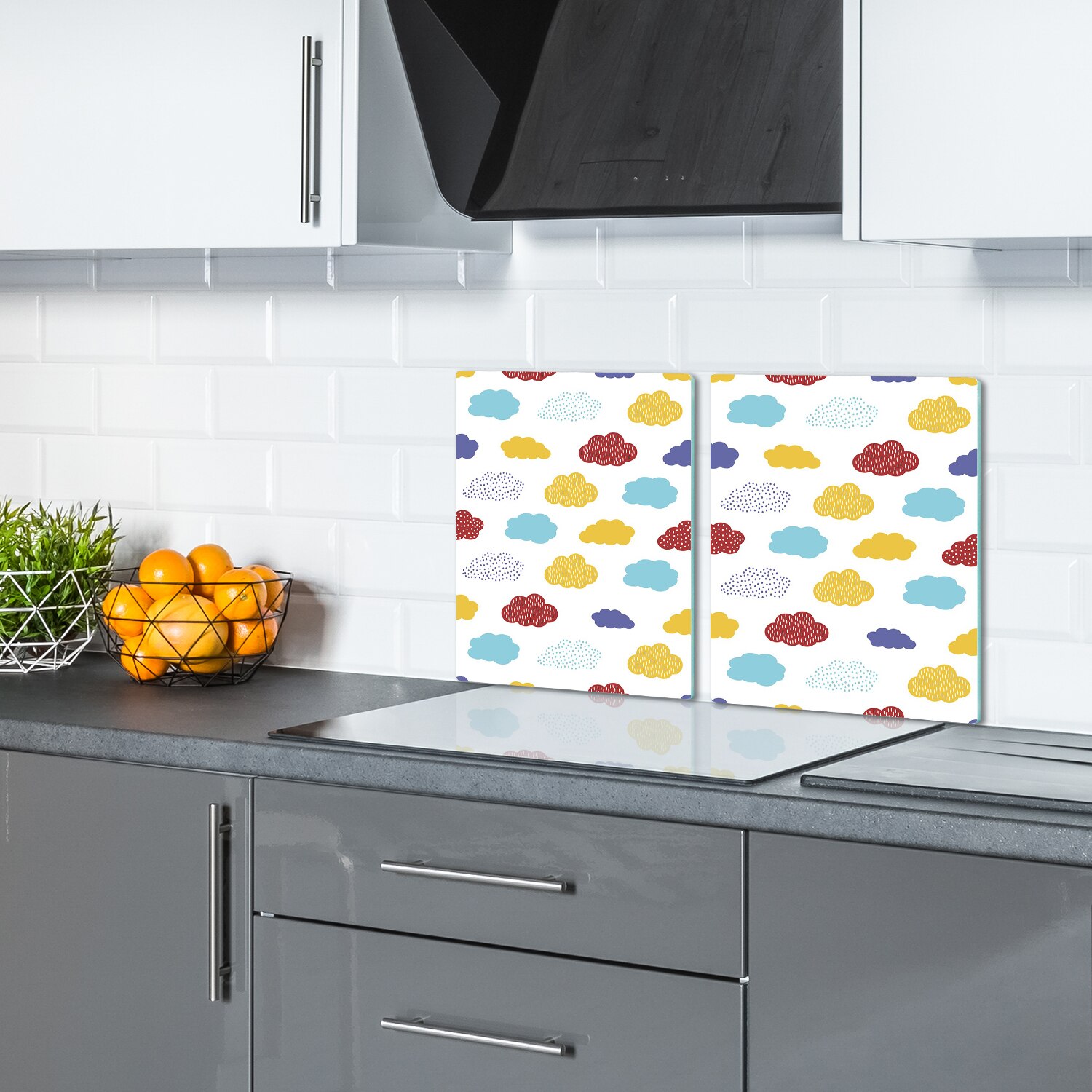 Tocator paine, Sticla, Dreptunghi, Model De Nor Colorat, Multicolor ...