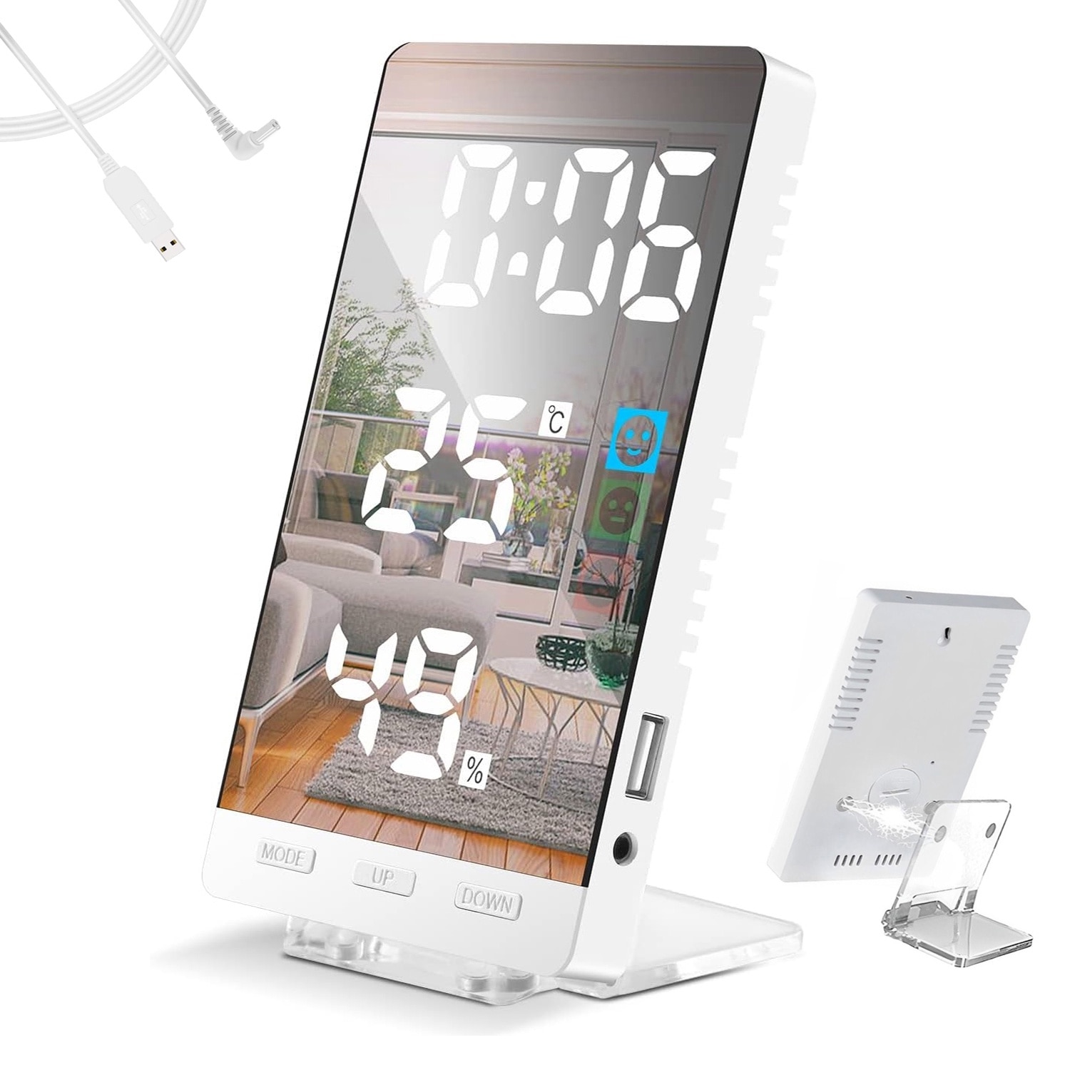 Ceas Digital LED, Masa/Perete, BYONDSELF®, Baza Magnetica Detasabila, 3 ...