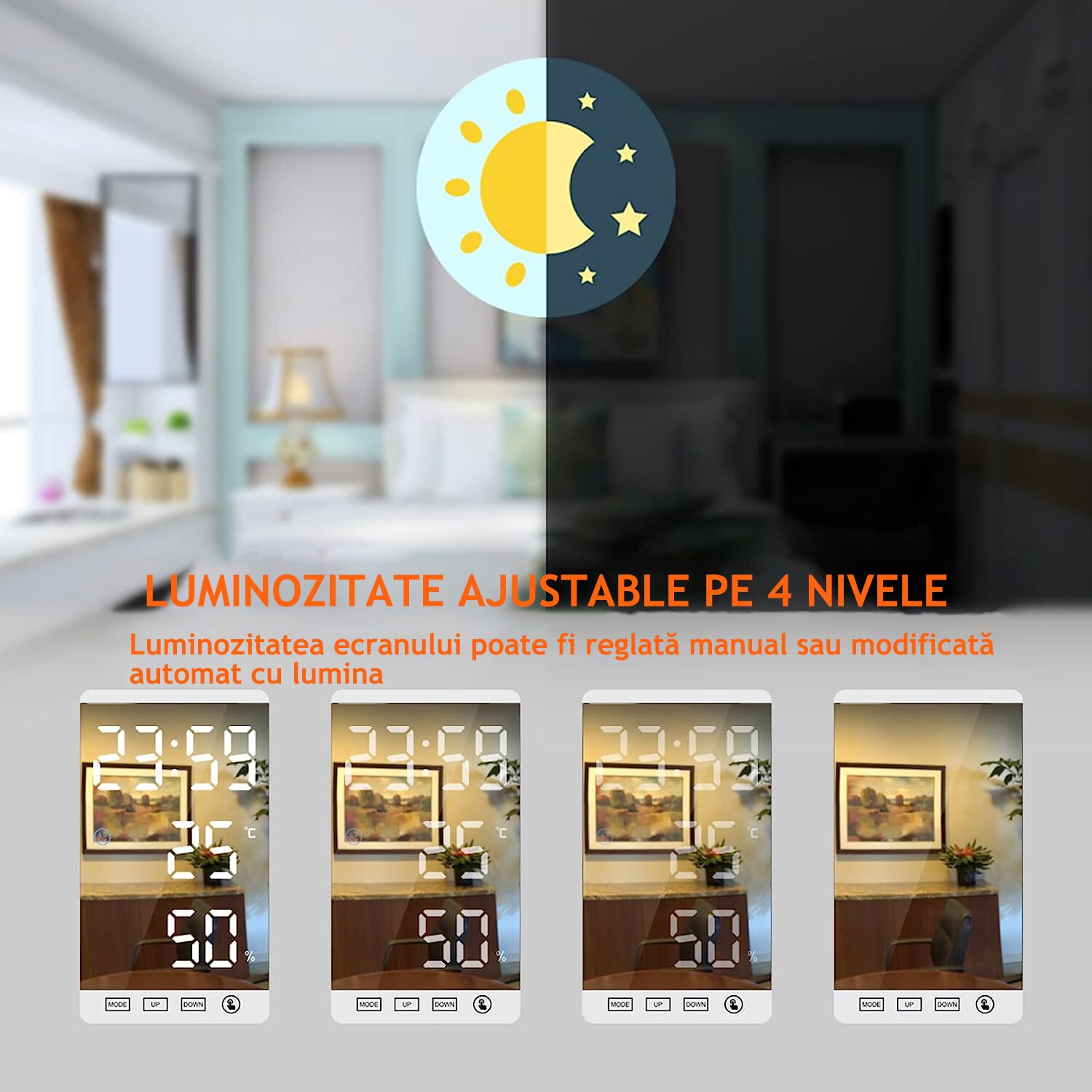 Ceas digital cu LED, BYONDSELF®, functie magnetica, termometru ...