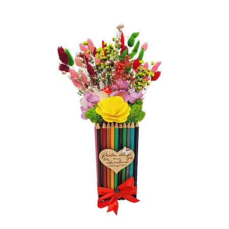 Aranjament floral "Creioane colorate" personalizat pentru educatoare ...