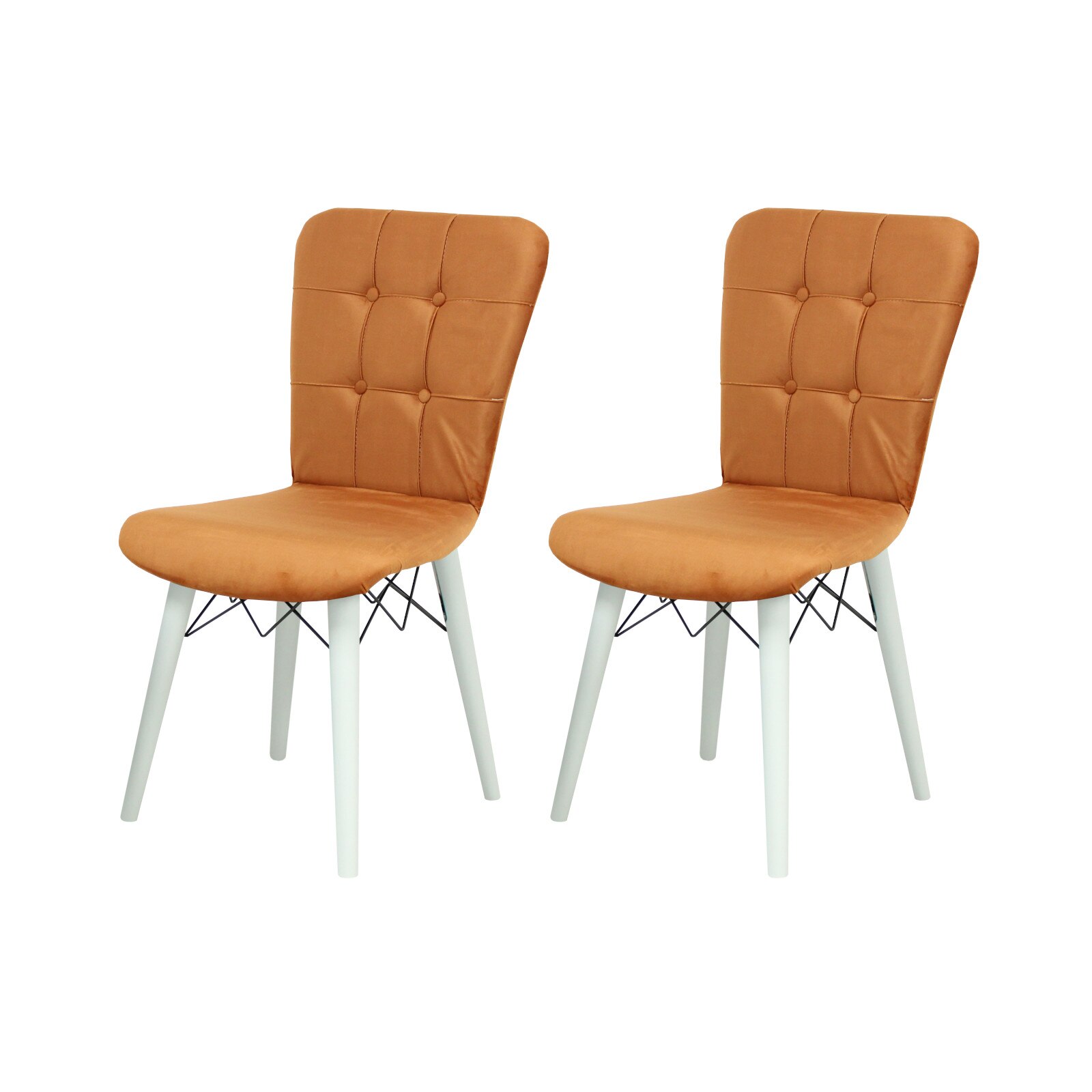 Set 4 scaune Arthur, picior alb din lemn, cadru din metal, tapiterie ...