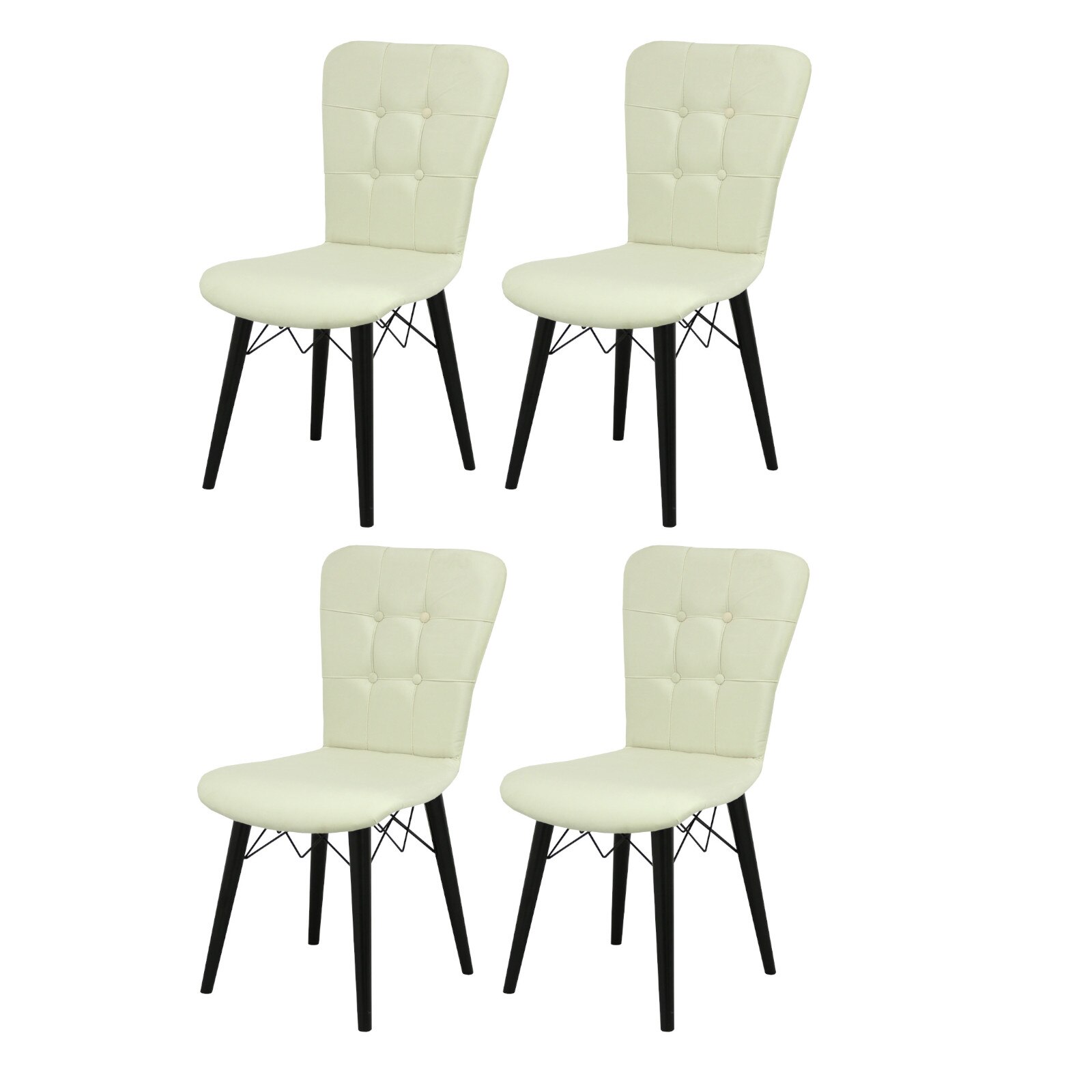 Set 4 scaune Arthur, picior negru din lemn, cadru din metal, tapiterie ...