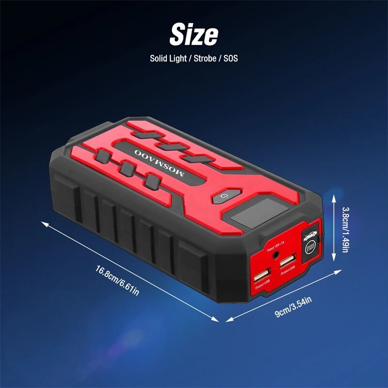 Starter auto, portabil, MOSMAOO®, 4 moduri de lumina LED, Oprire ...