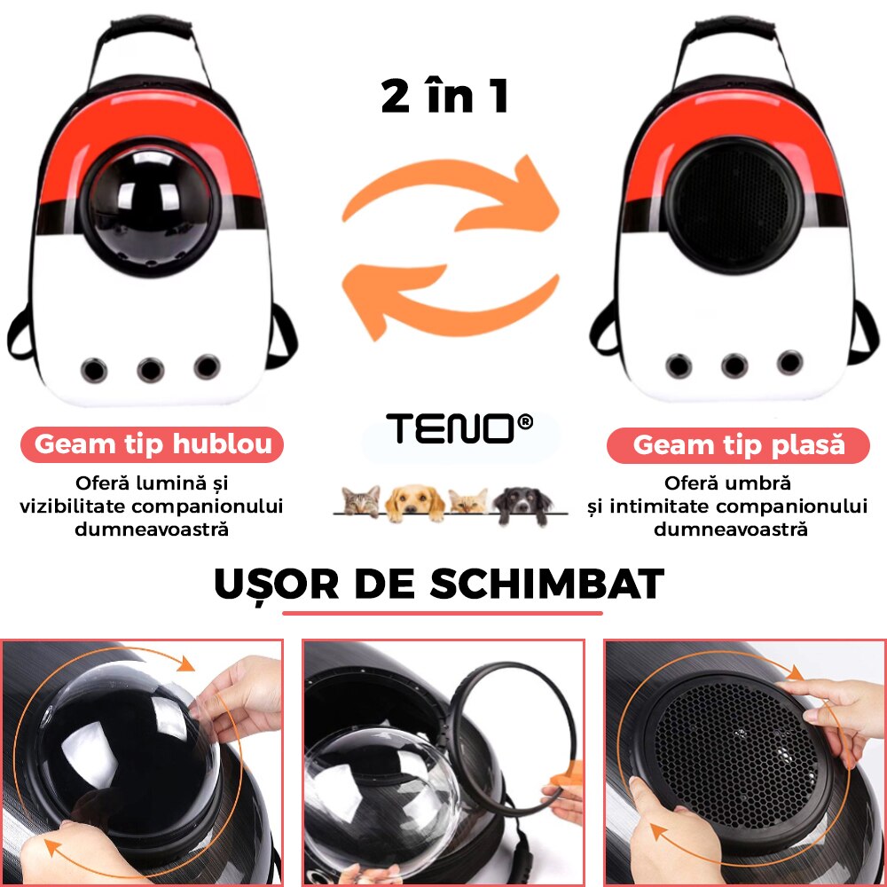 Rucsac Transport Animale Teno®, greutate Max 7kg, hublou transparent ...