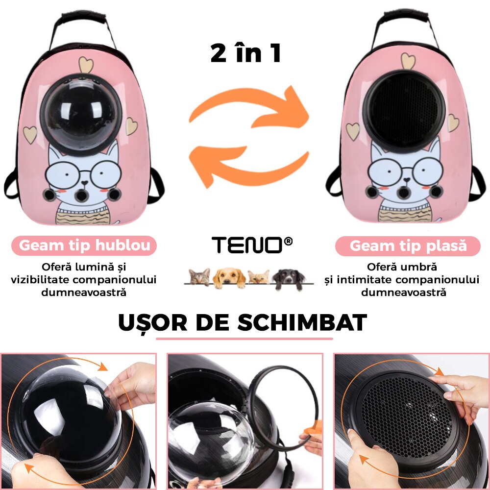 Rucsac Transport Animale Teno®, greutate Max 7kg, hublou transparent ...