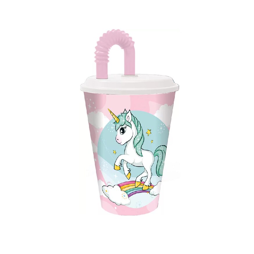 Pahar cu pai plastic Unicorn, 430 ml - eMAG.ro
