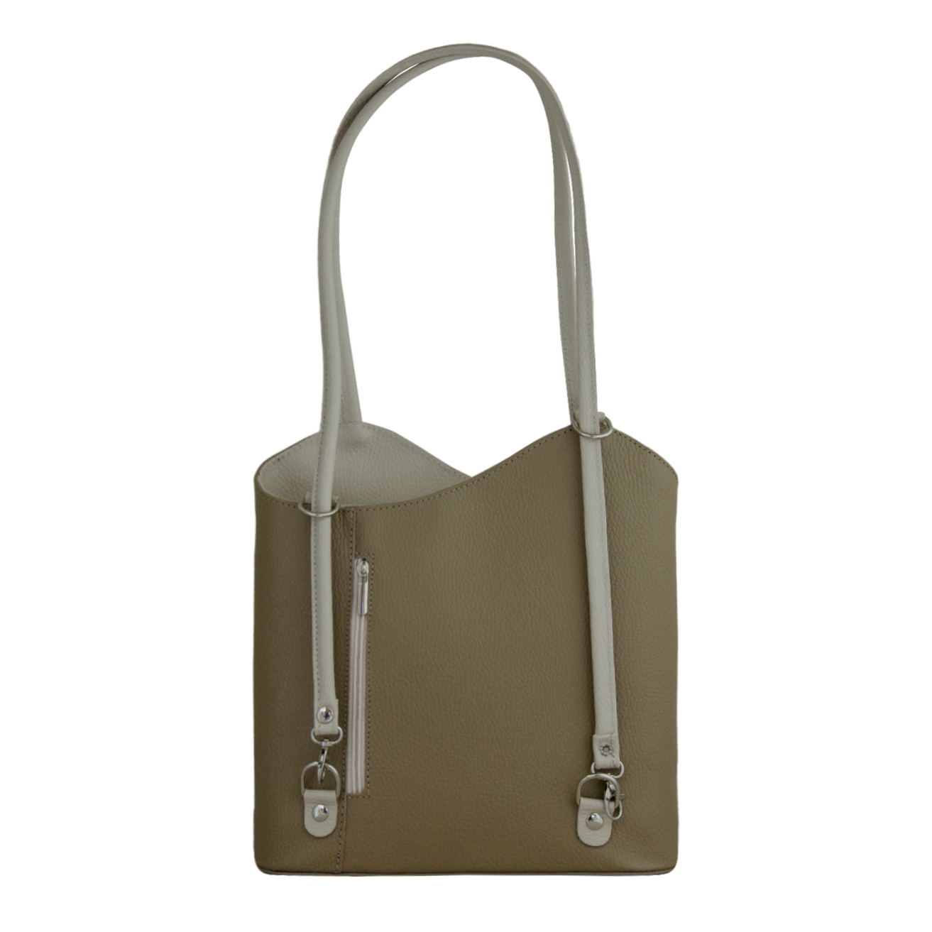 Geanta de dama din piele naturala Eva Bags, Iris 4 bej inchis cu bej ...