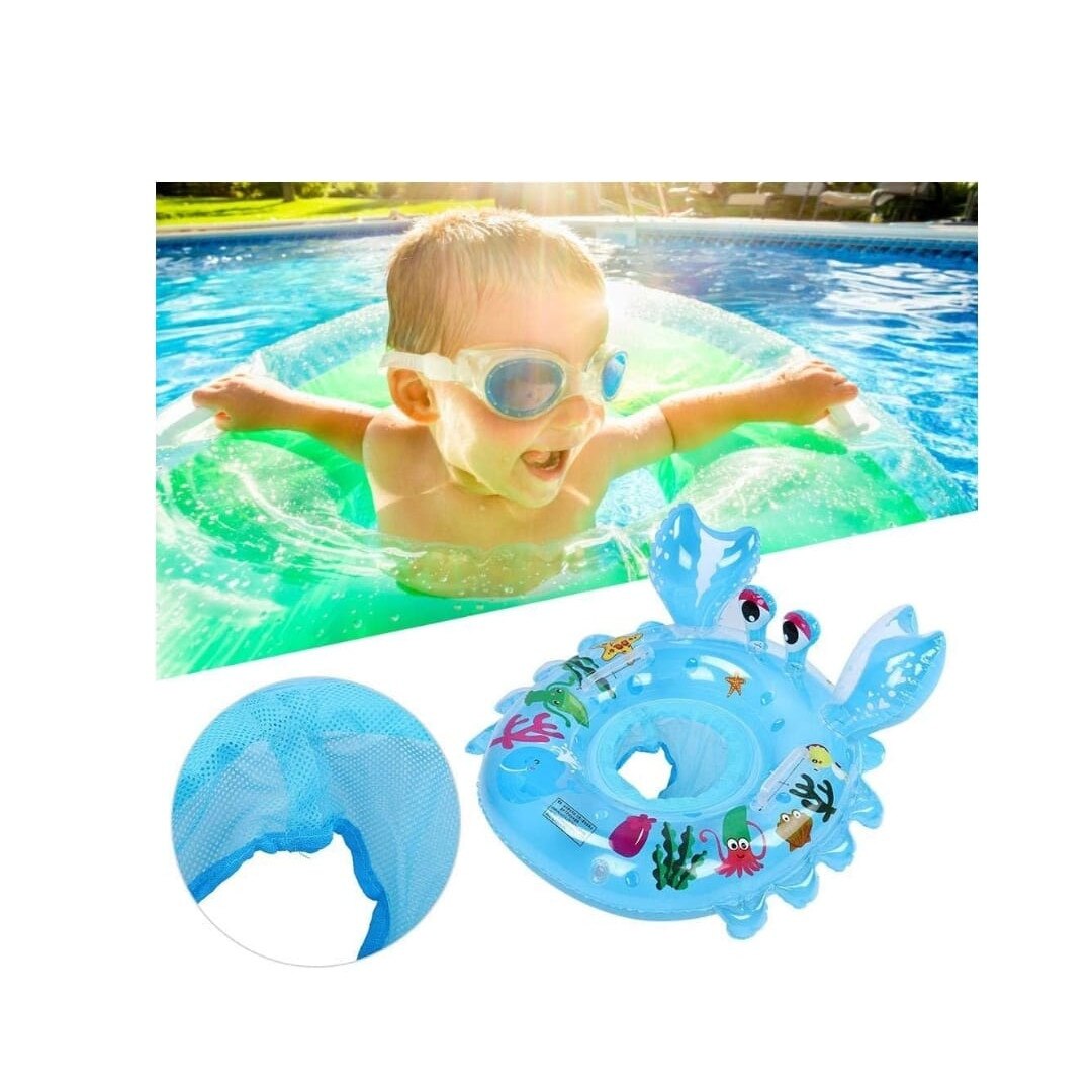 Colac bebe pentru inot, Crab, cu chilotel plasa din bumbac, albastru ...