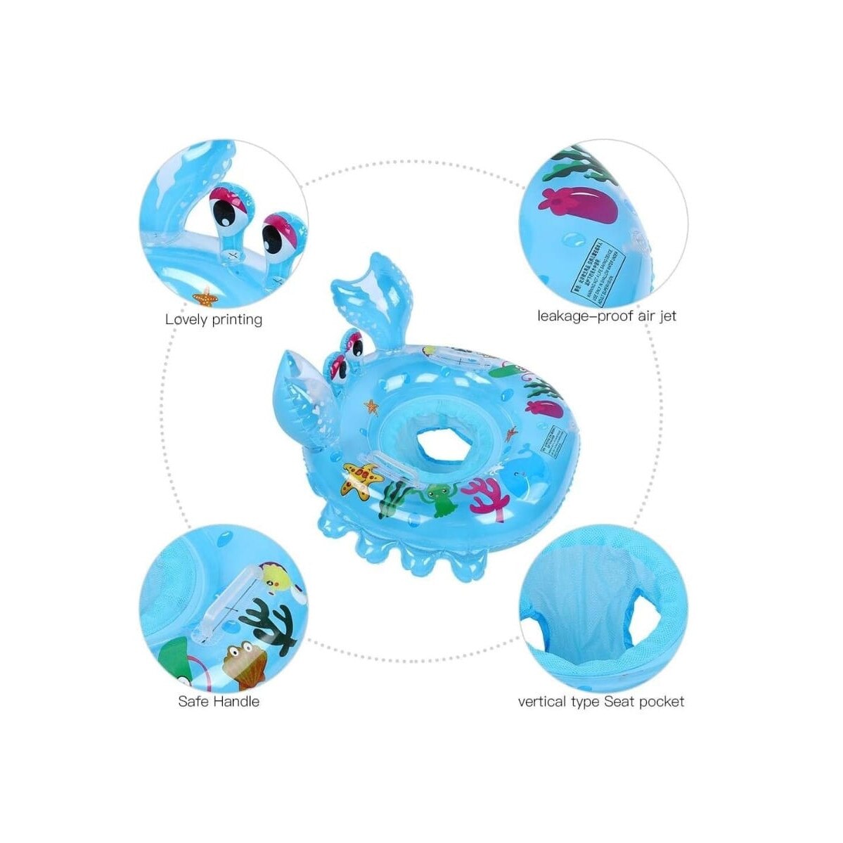 Colac bebe pentru inot, Crab, cu chilotel plasa din bumbac, albastru ...