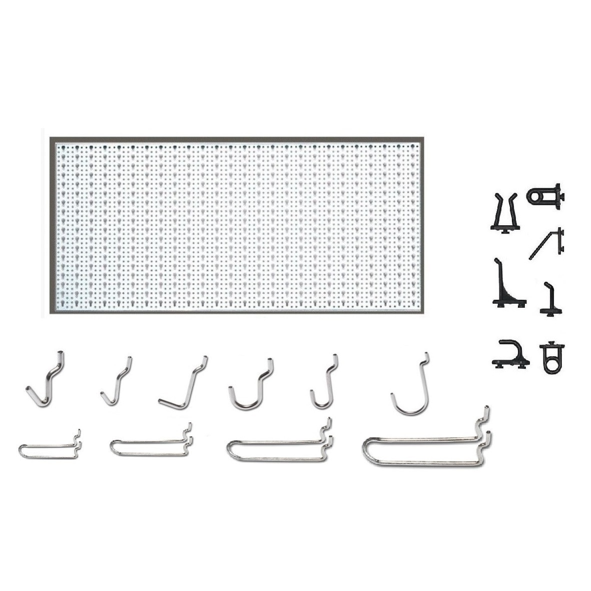 Panou perforat orizontal de 1000x500mm alb cu set de 40 carlige ...