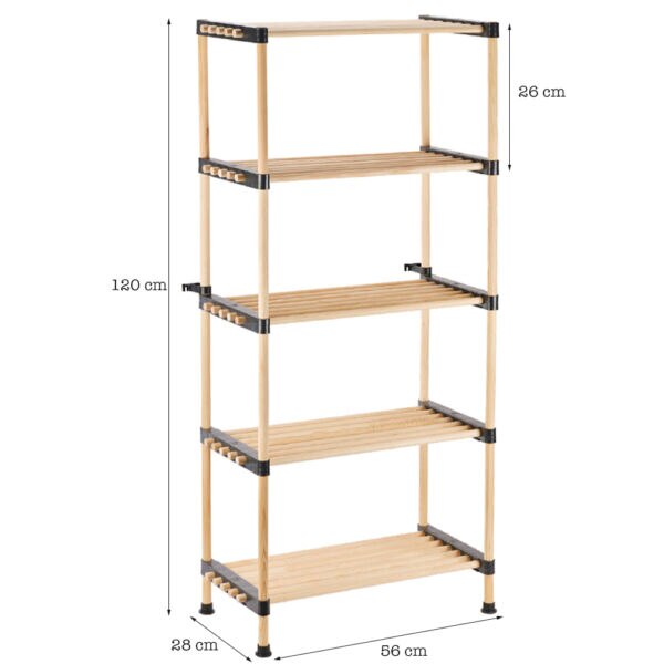 Raft modular RF.5605, etajera 5 polite, lemn, 56x28x120 cm, natural ...