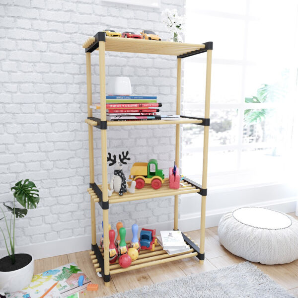 Raft modular RF.8150, etajera 4 polite, lemn, 49x28x92.5 cm, natural ...