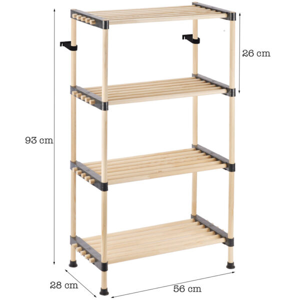 Raft modular RF.5604, etajera 4 polite, lemn, 56x28x93 cm, natural ...