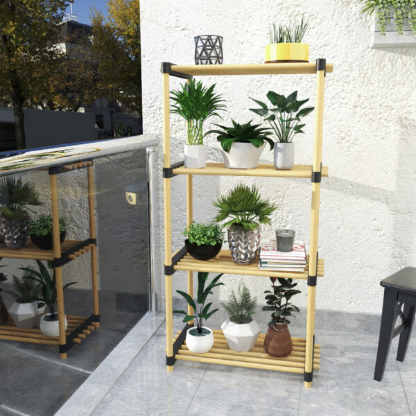 Raft modular RF.5604, etajera 4 polite, lemn, 56x28x93 cm, natural ...