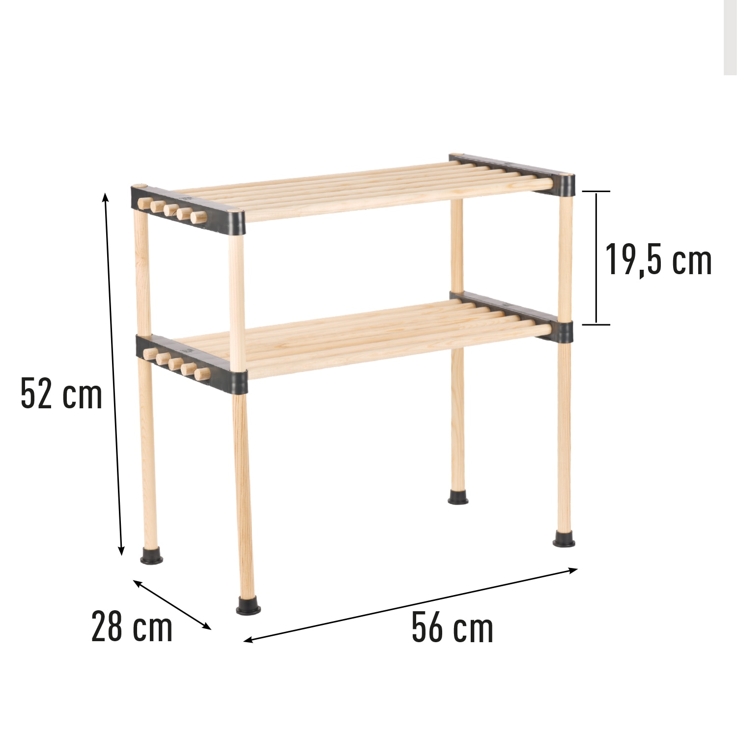 Raft modular universal RF.5602, din lemn cu 2 etajere suport, 56 x 52 X ...